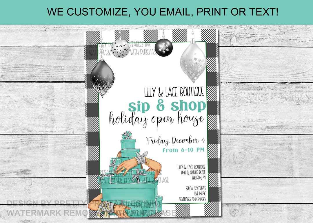 Christmas Sip and Shop Invitation, Christmas Shopping Flyer, Business ...