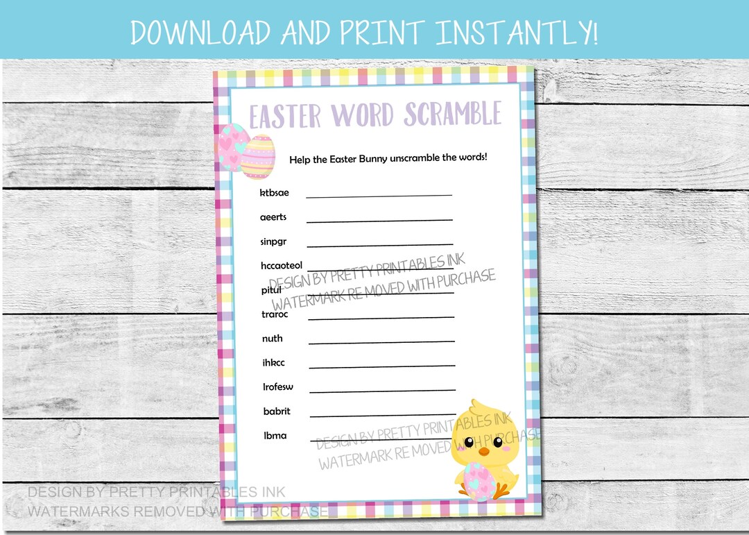 Easter Word Scramble Game Printable Easter Game Kids Easter Game Easter ...