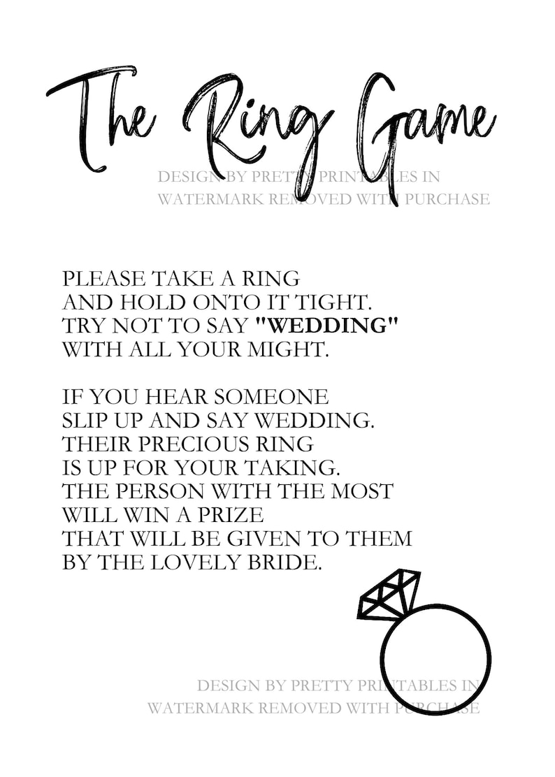 The Ring Game Bridal Shower Game Instant Download Bridal | Etsy