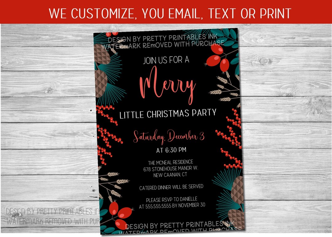 Christmas Invitation Printable, Holiday Party Invitation, Modern ...