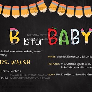 Teacher Baby Shower Invitation Printable, B is for Baby Shower ...