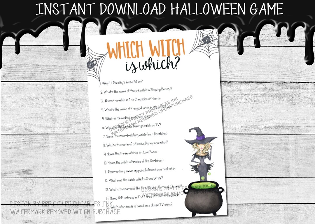 Printable Halloween Game, Adult Halloween Game, Which Witch is Which ...