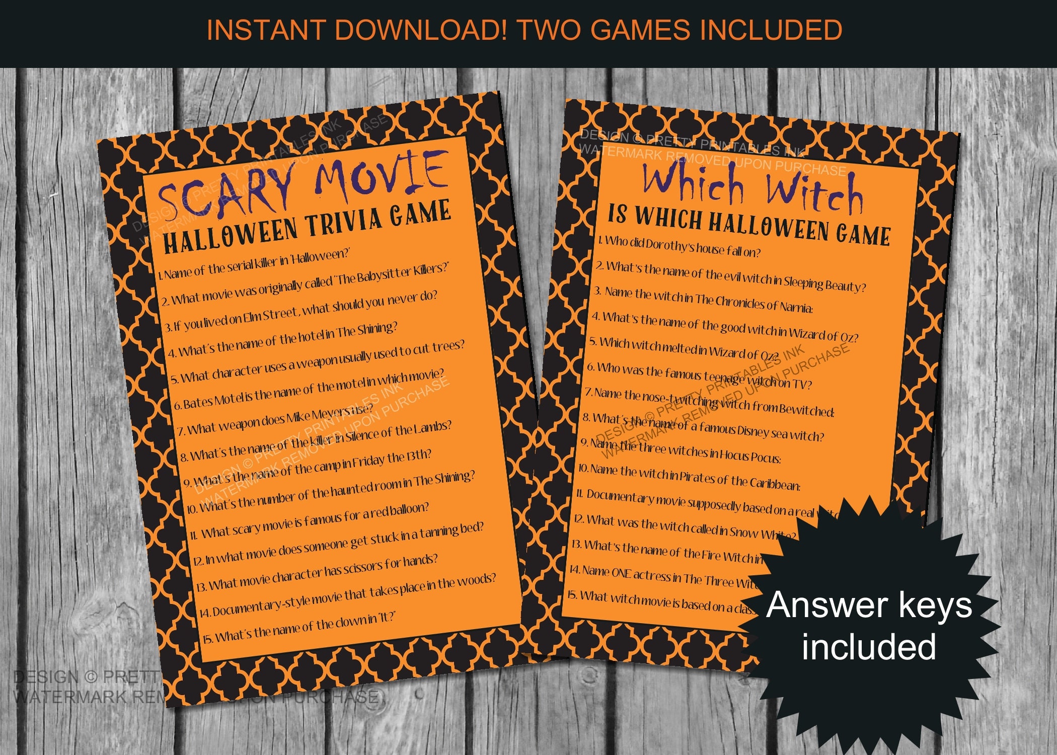 Halloween Games Printable Scary Movie Trivia Game Which - Etsy Canada