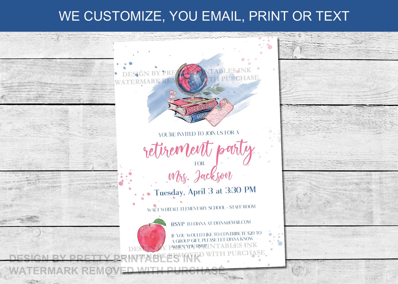 Teacher Retirement Party Invitation Printable Digital Teacher - Etsy