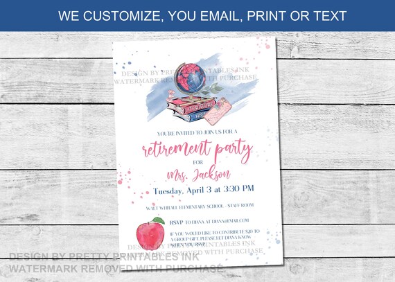 Teacher Retirement Party Invitation Printable, Digital Teacher ...