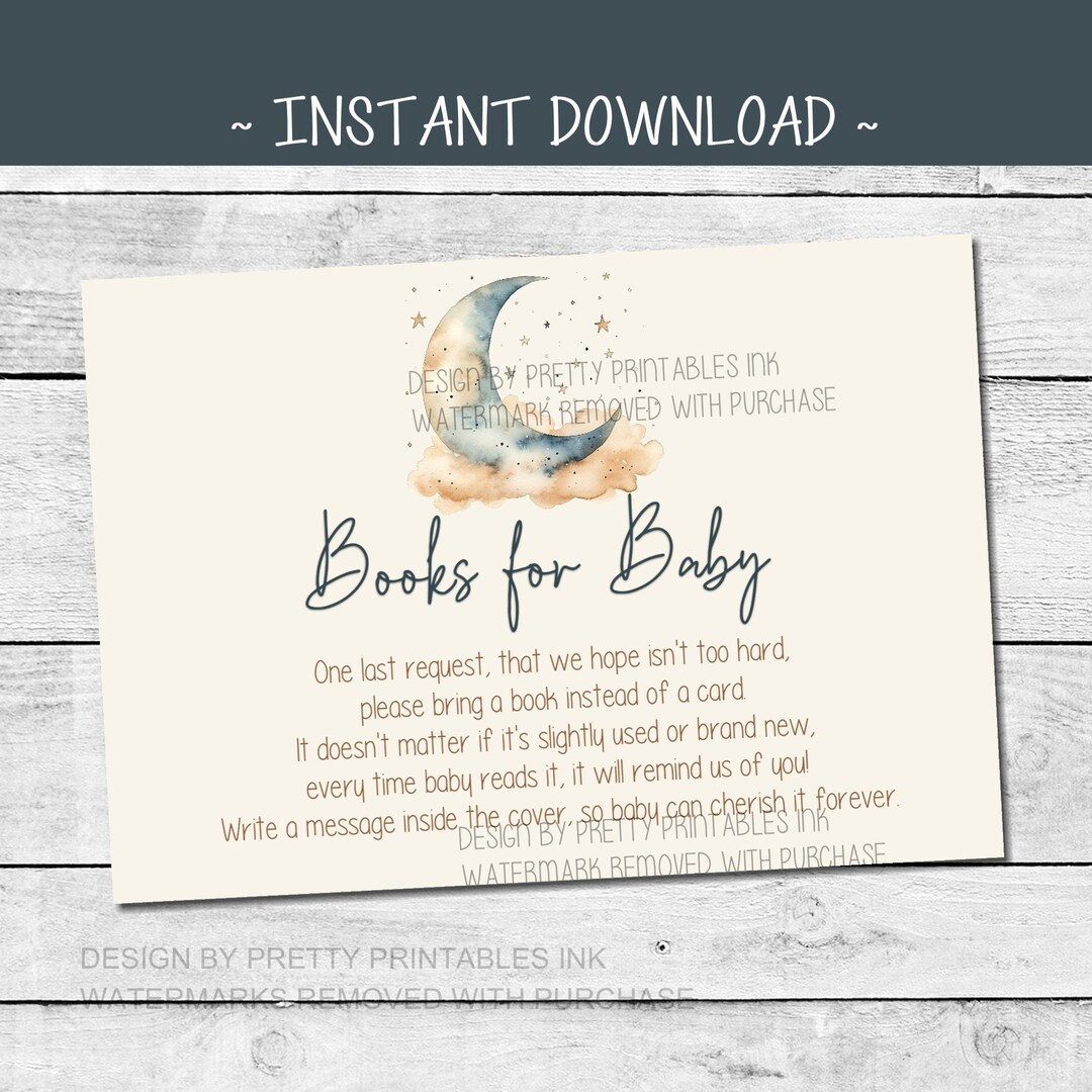 Please Bring a Book Card, Baby Book Request Poem, Books for Baby Card ...