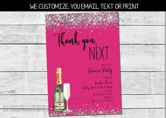 Divorce party invitation, breakup party invitation, thank you next ...