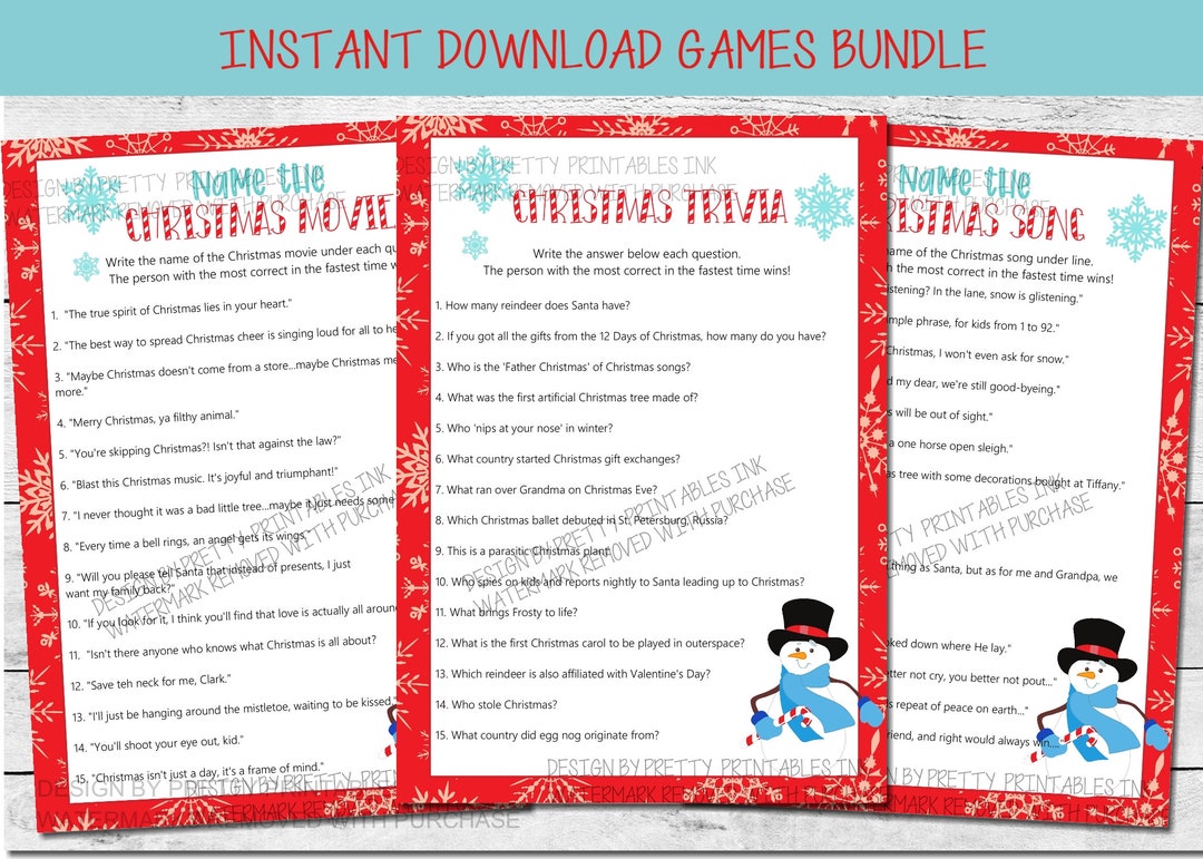 Instant Download Christmas Games, Printable Christmas Games, Christmas ...