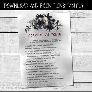 Halloween Game Printable, Scary Movie Trivia Game, Halloween Movie Game ...