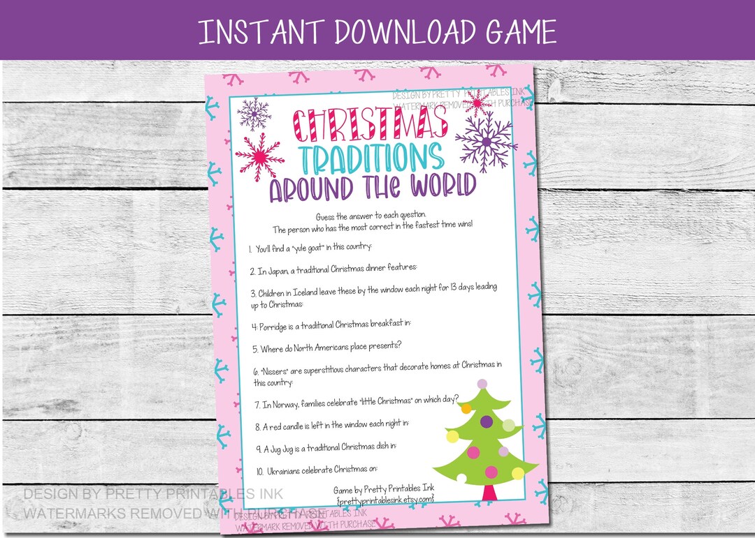 Christmas Game Printable, Christmas Trivia Game, Christmas Traditions ...