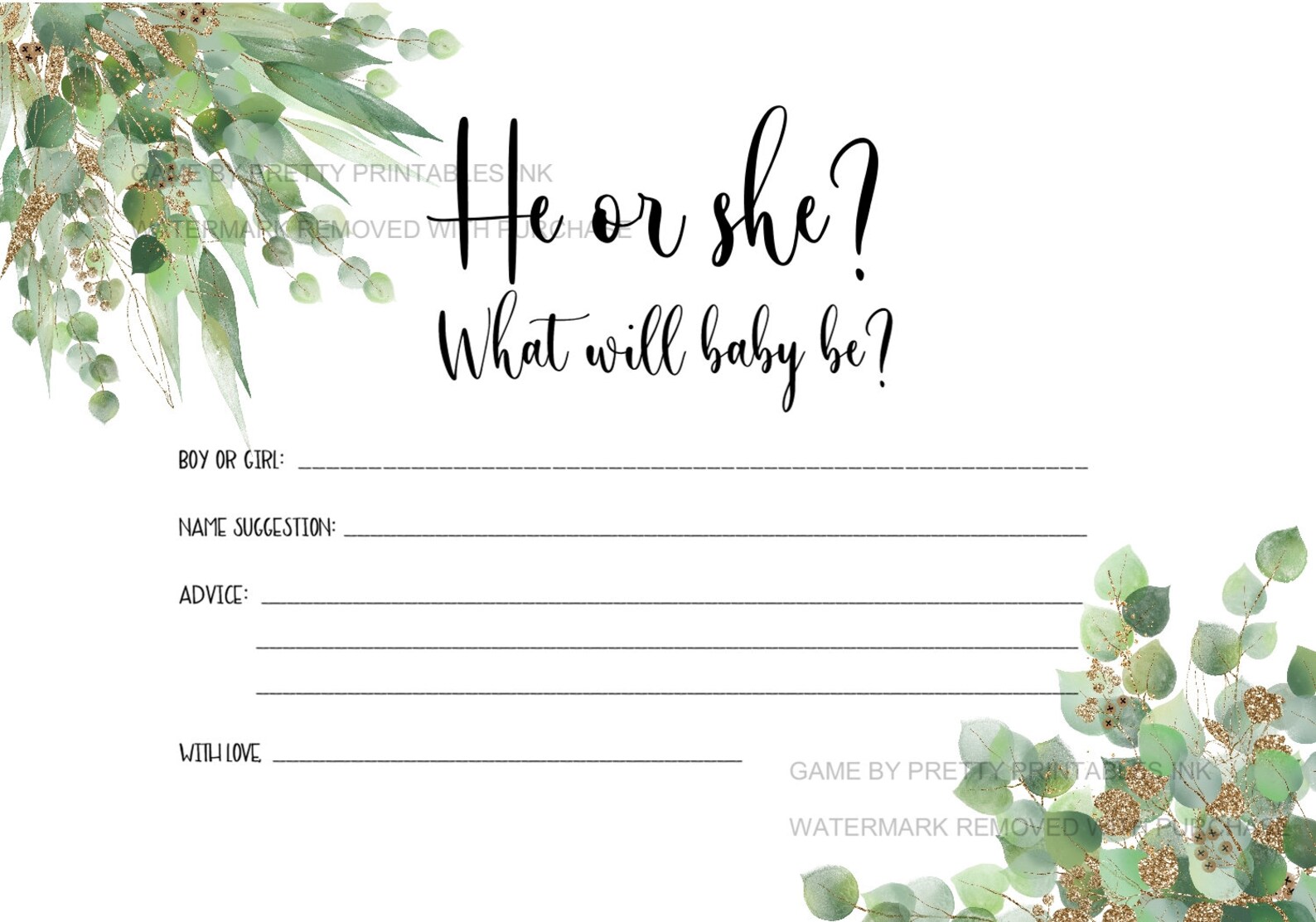 Baby Shower Game Gender Reveal Game Gender Guess Game Guess - Etsy