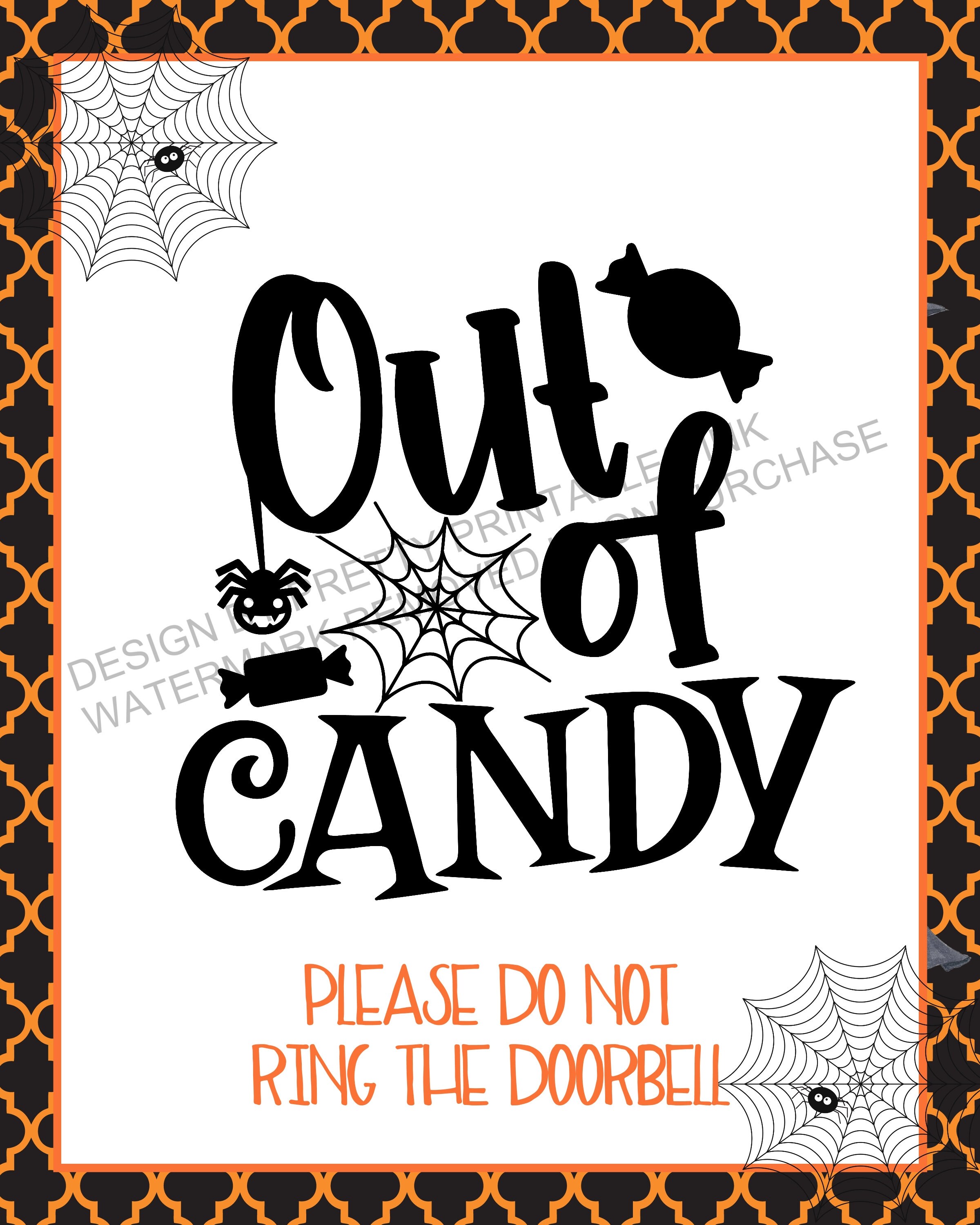 Out of Candy Sign Printable Halloween Candy Bowl Sign - Etsy