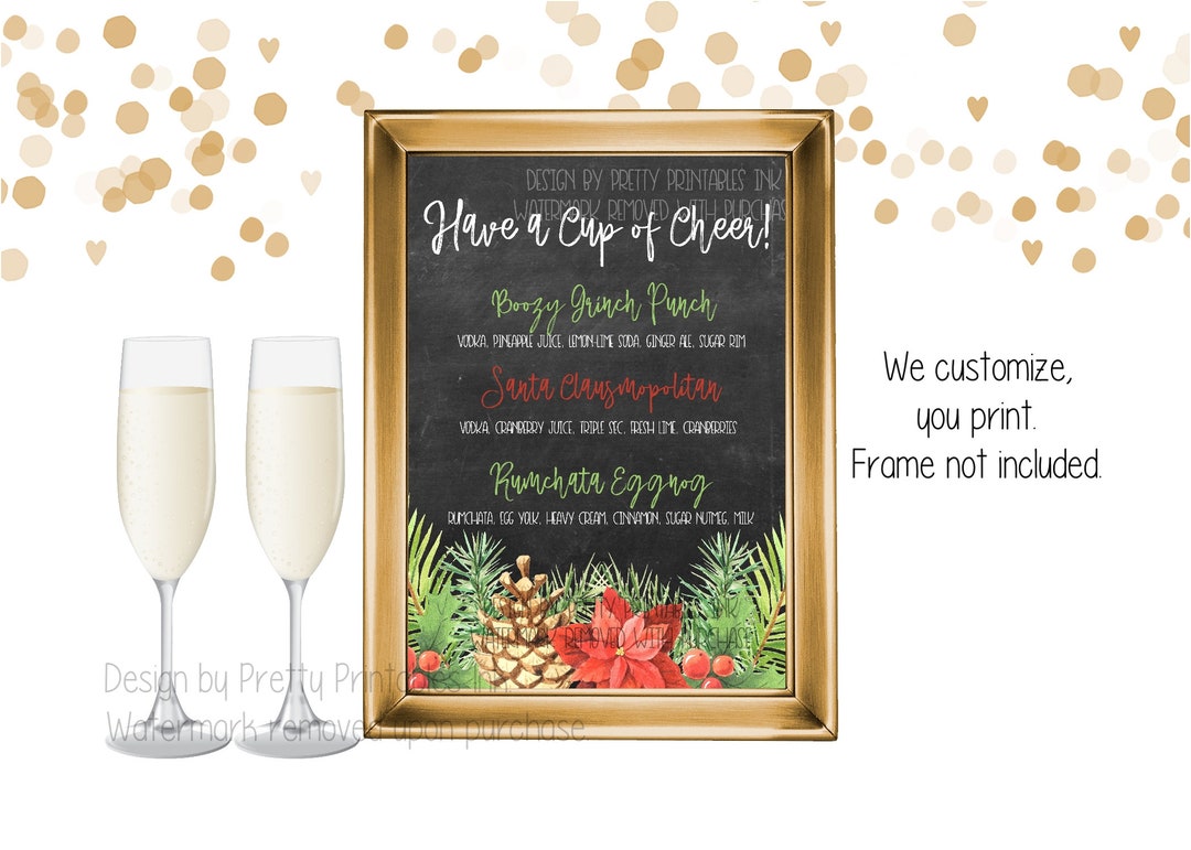 Christmas Drinks Sign Printable, Have a Cup of Cheer Christmas Sign ...