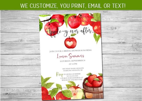 Apple-y Ever After Bridal Shower Invite, Summer Bridal Shower Invite ...