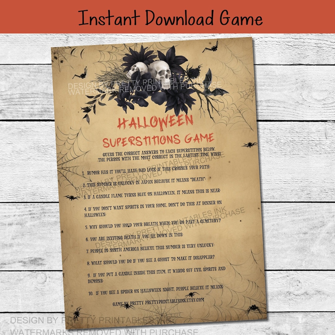 Halloween Superstitions Game: Adult Party Trivia (instant Download) - Etsy
