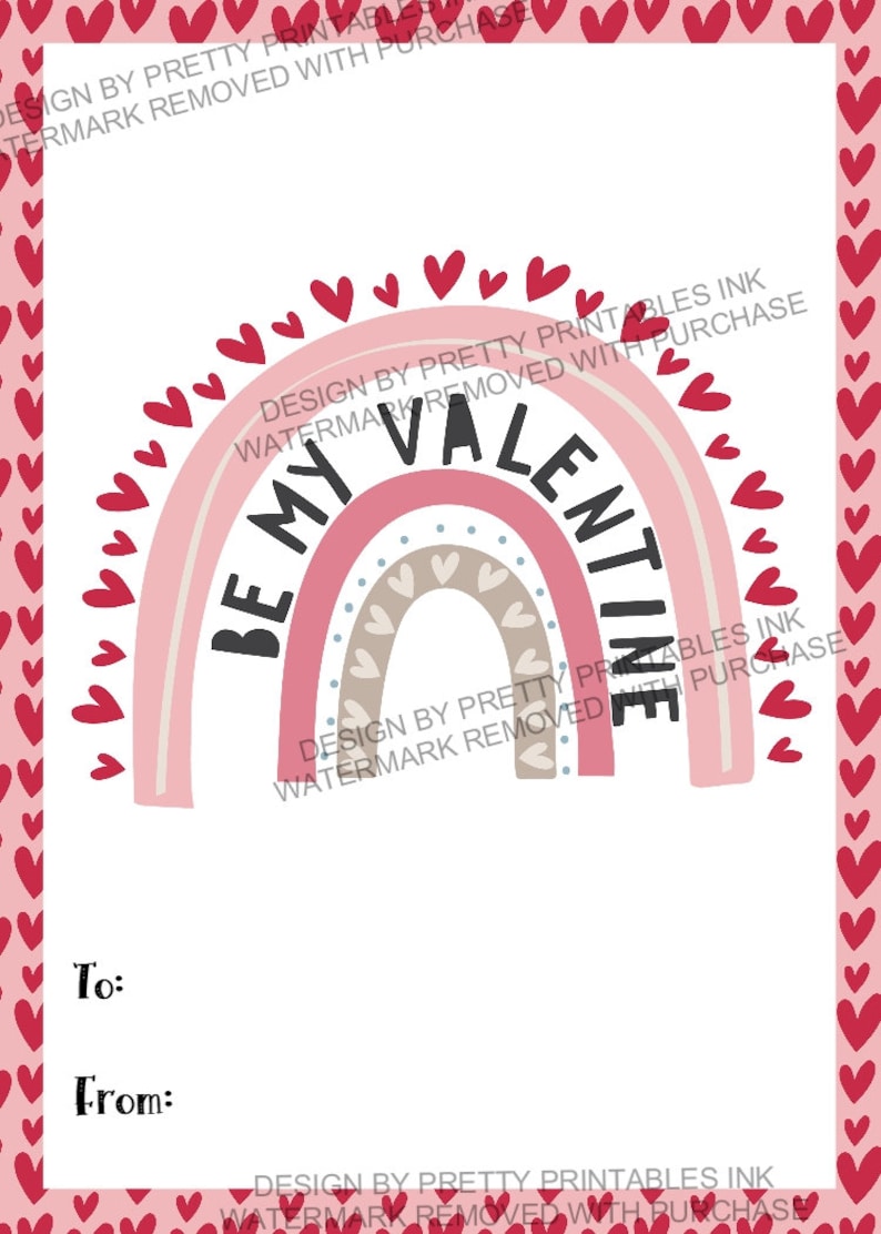 Rainbow Valentines Cards Printable | Girl Valentines Cards | Kids ...