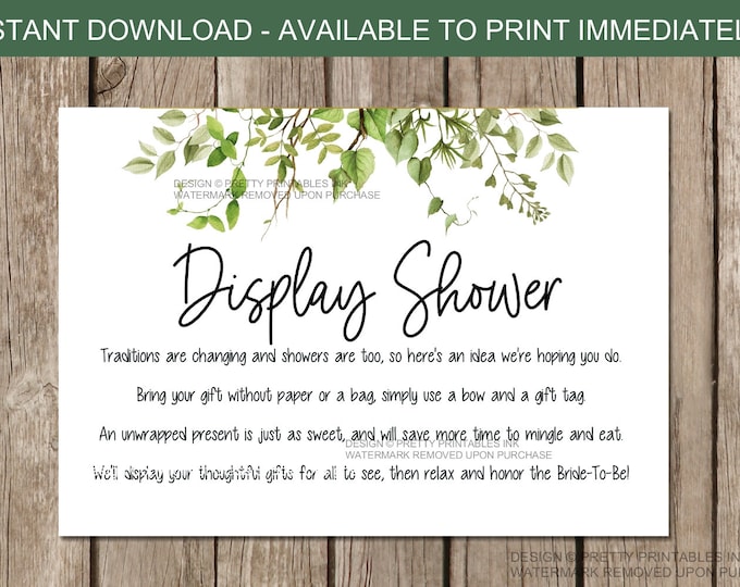 Baby Shower Display Shower Insert Instant Download Calligraphy Bridal ...