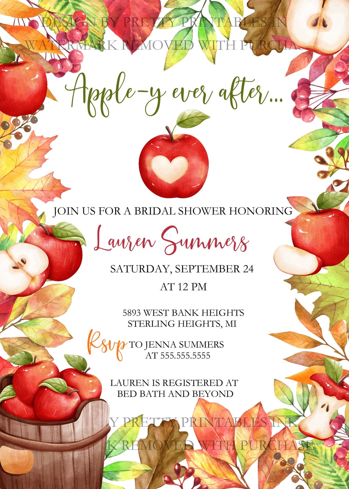 Appley Ever After Fall Bridal Shower Invitation Apple-y Ever - Etsy