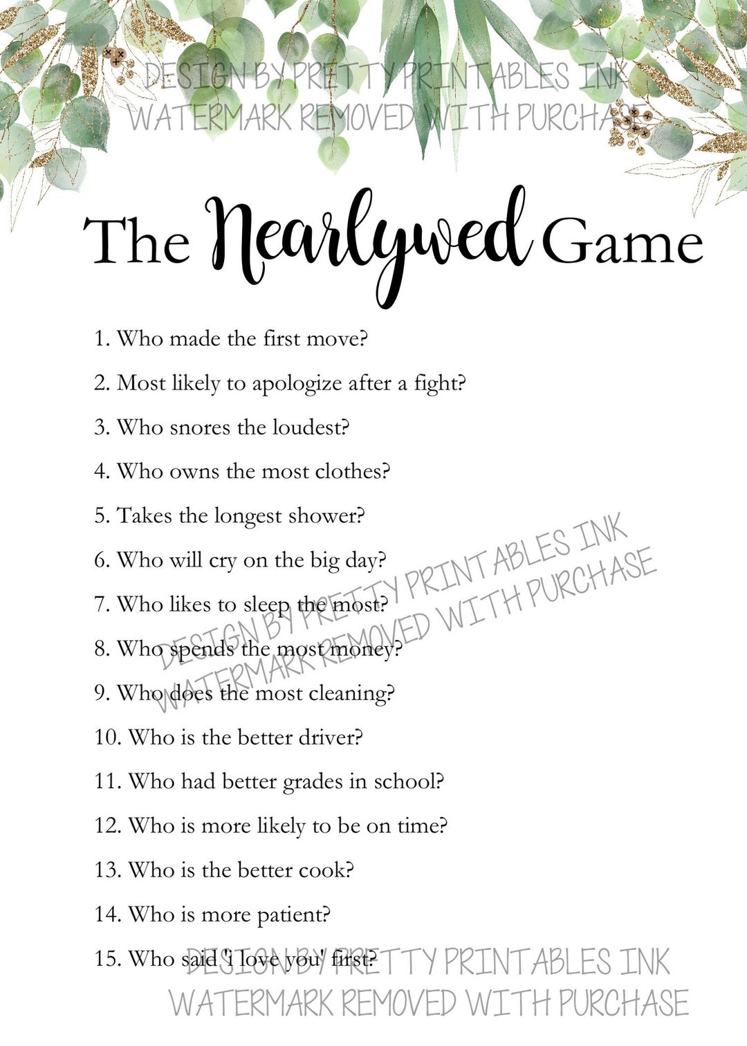 Who Knows the Couple Best Game | Engagement Party Game | Greenery Bride ...