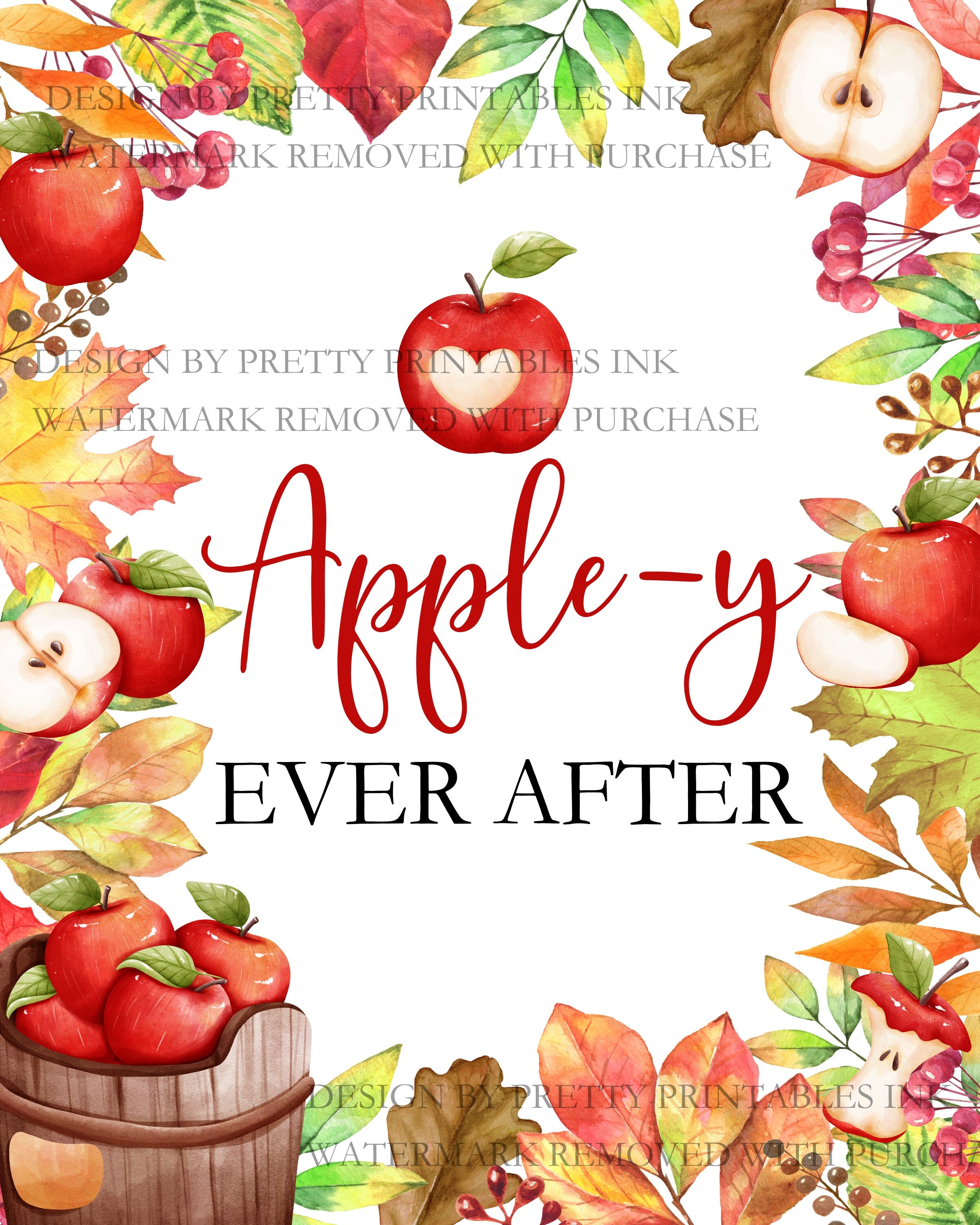 Apple-y Ever After Bridal Shower Sign: Fall Decor (PDF Download 8x10in ...