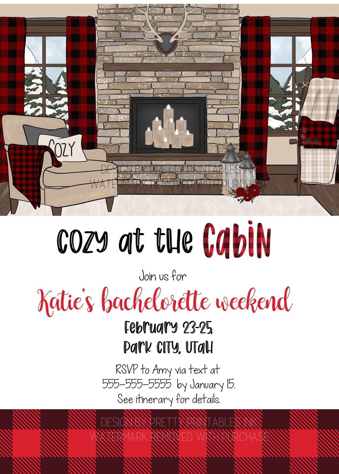 Cabin Bachelorette Invite | Mountain Bachelorette Weekend Invitation ...