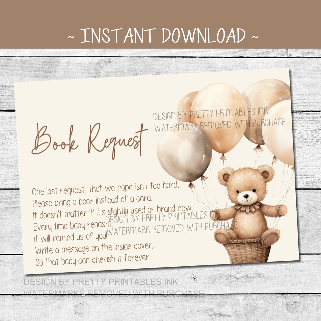 Books for Baby Card, Baby Book Request Poem, Please Bring a Book ...