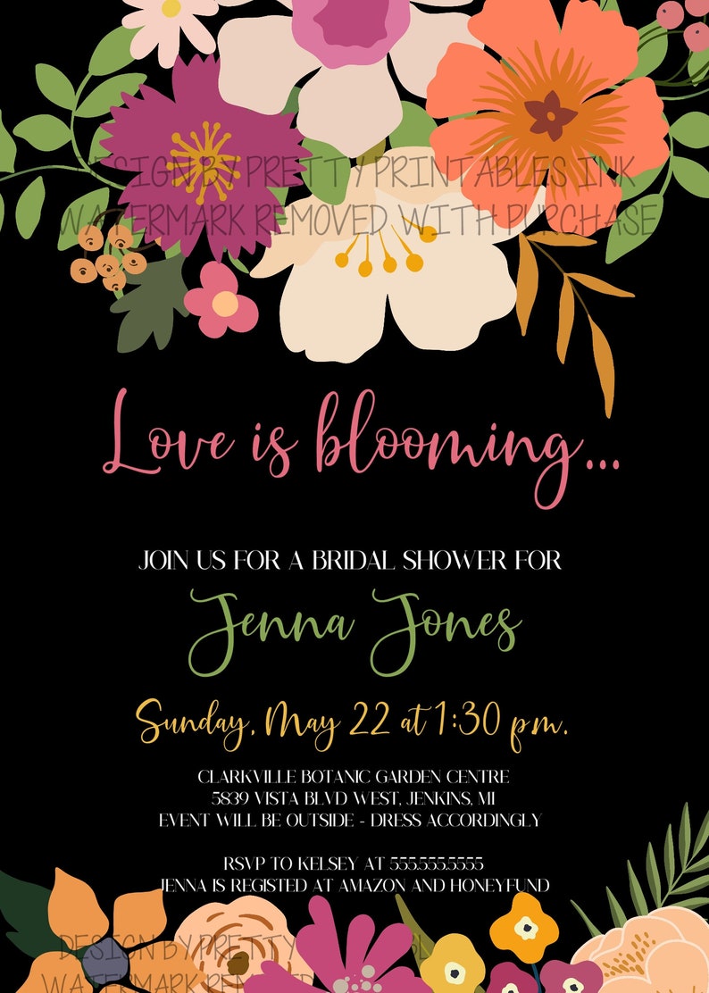 Summer Bridal Shower Invitation Wildflower Invitation - Etsy