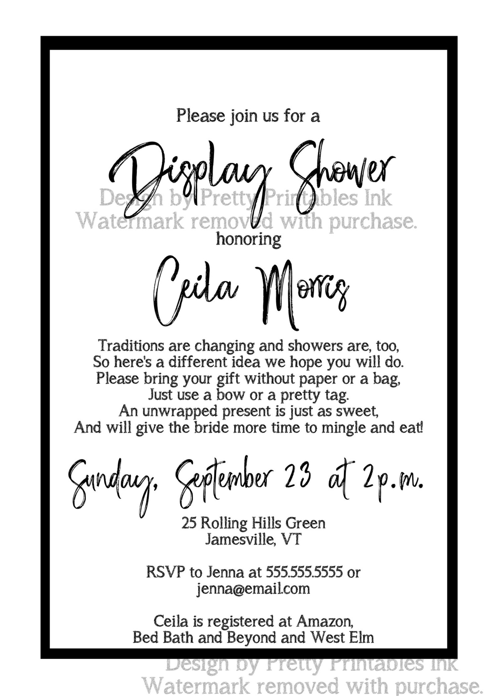 Display Bridal Shower Invitation Unwrapped Gifts Bridal - Etsy