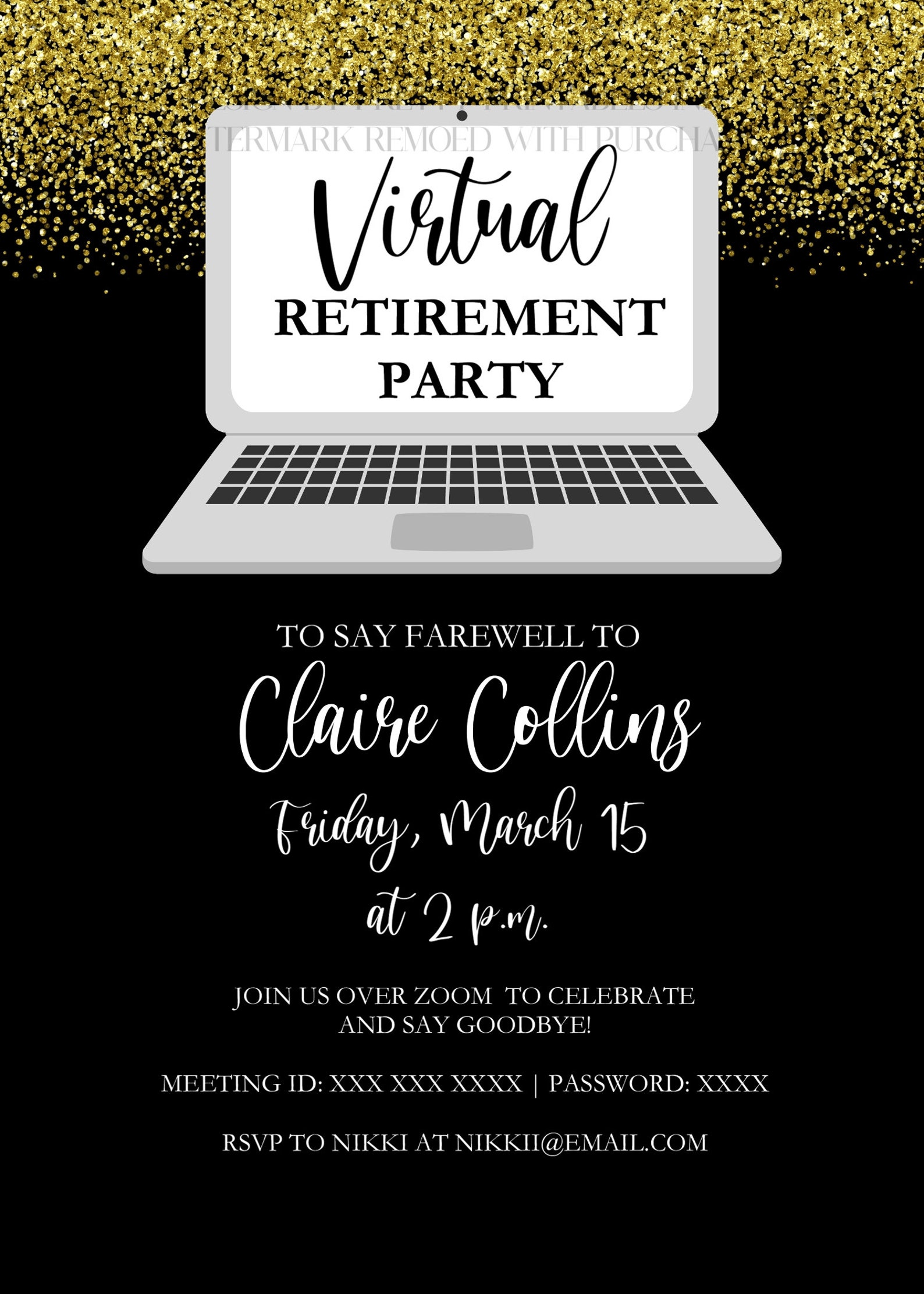 Virtual Retirement Party Invitation Printable Retirement | Etsy
