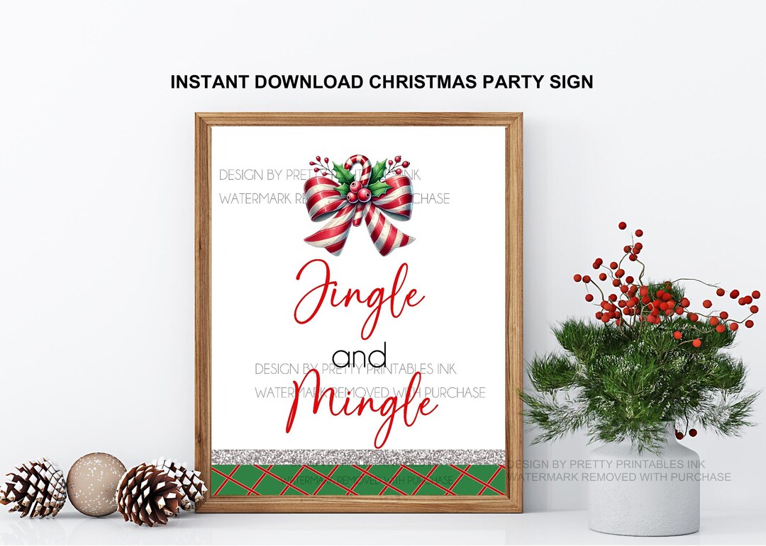Jingle and Mingle Christmas Party Sign, Christmas Party Decor, Holiday ...