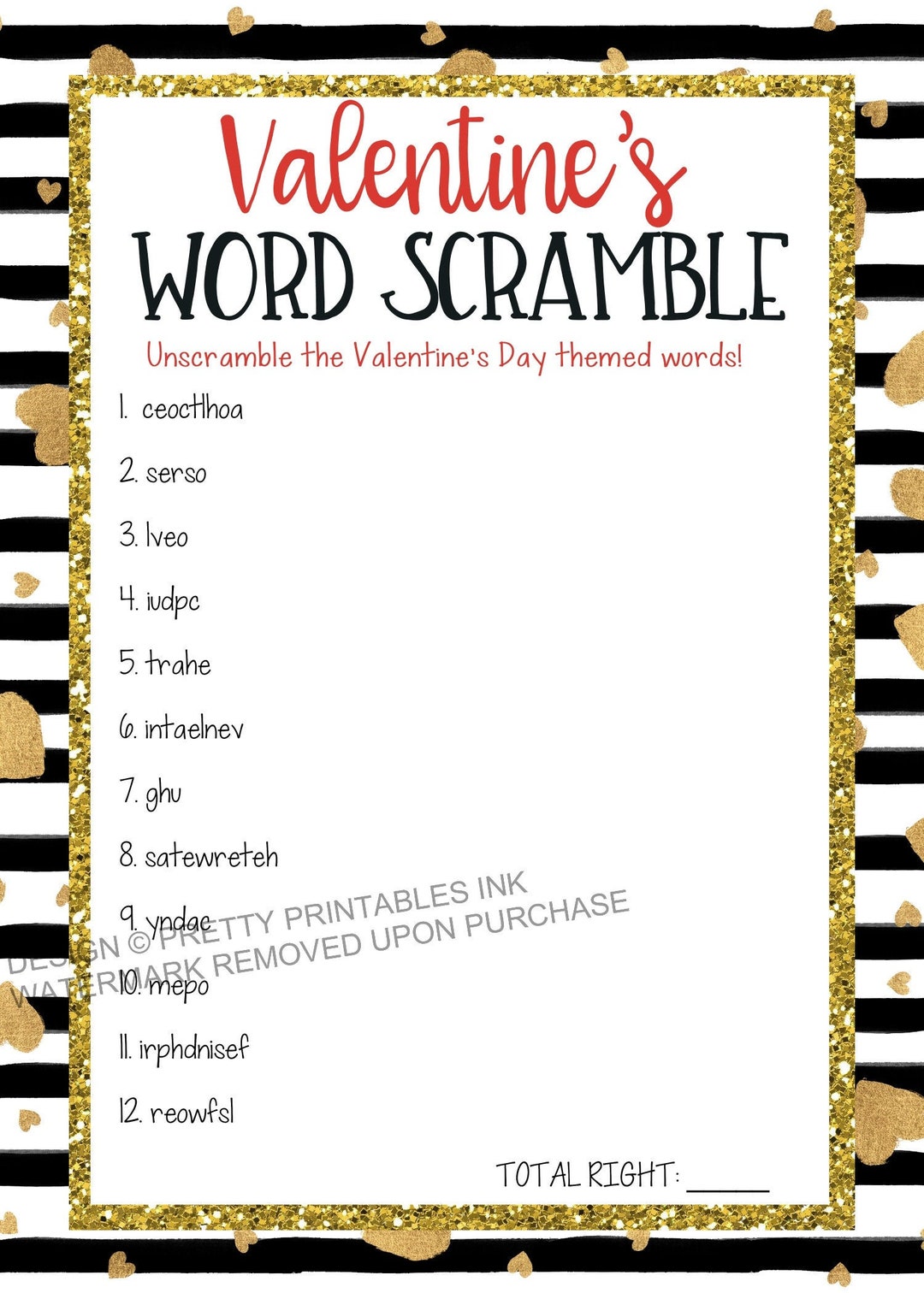 Printable Valentine's Day Game, Valentines Game, Valentines Word ...