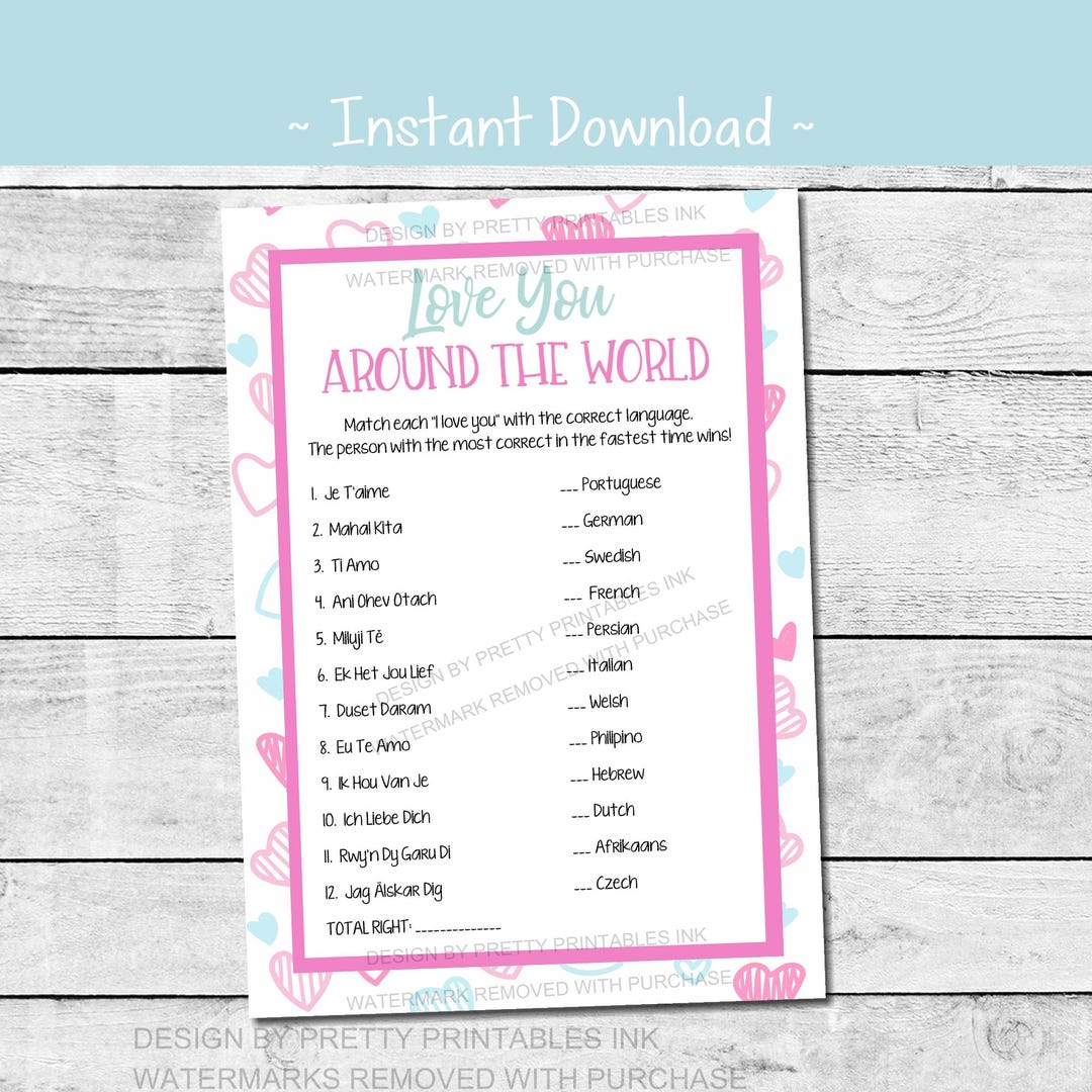 Printable Valentine's Day Game, Love You Around the World Game ...