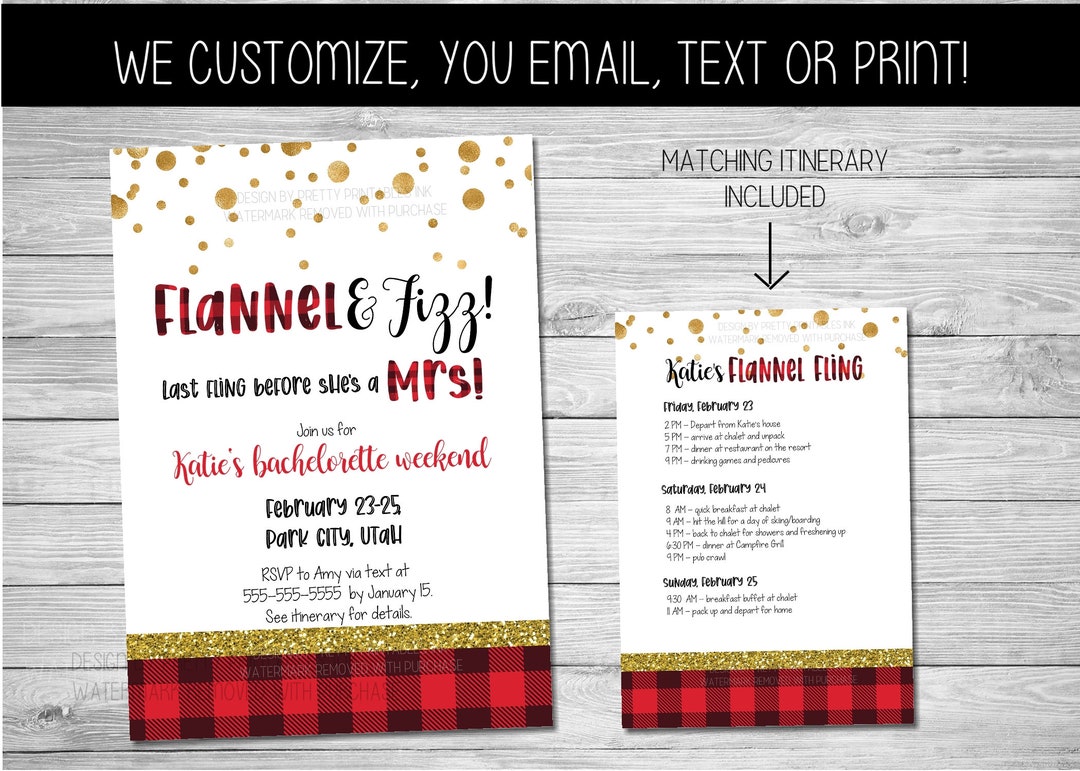 Flannel and Fizz Bachelorette Party Invitation Flannel Fling - Etsy Canada
