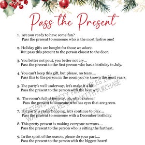 Pass the Present Christmas Game Printable Pass the Gift Game Christmas ...