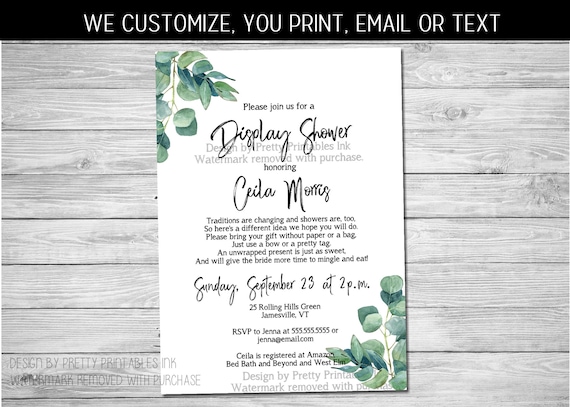 Greenery Display Bridal Shower Invitation, Unwrapped Gifts Bridal ...