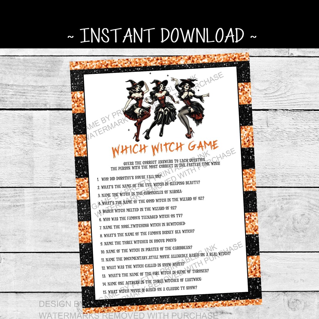 Which Witch is Which Halloween Game: Black and Orange Stripe Pattern ...