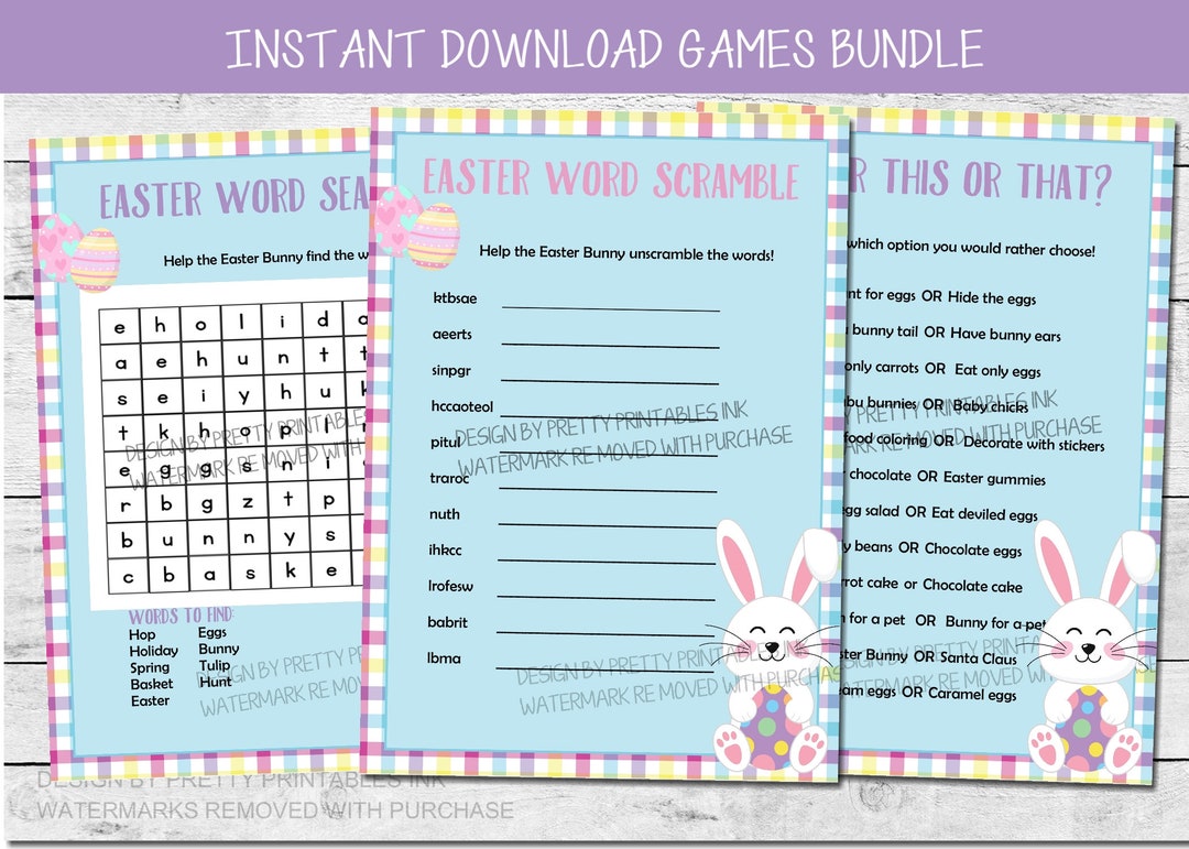 Printable Easter Games Easter Party Games Easter Bunny Games Group ...
