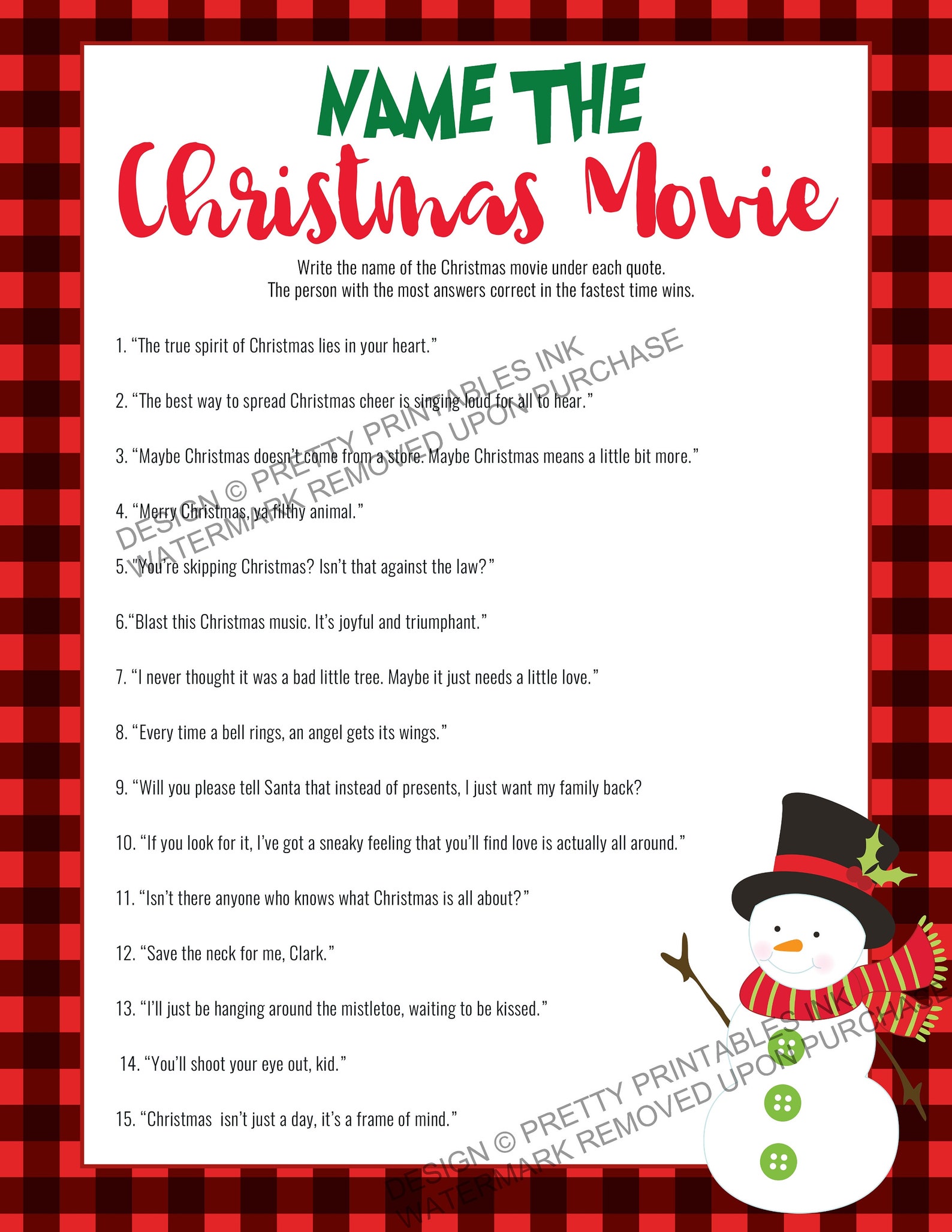 Christmas Party Game Printable, Instant Download Christmas Game PDF ...