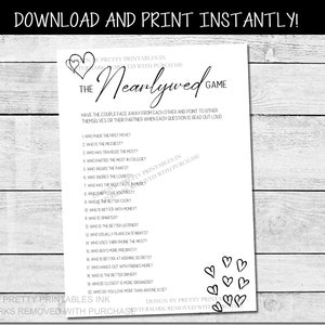 Instant Download Engagement Party Game, the Nearlywed Game, Minimalist Couples Trivia Game ...