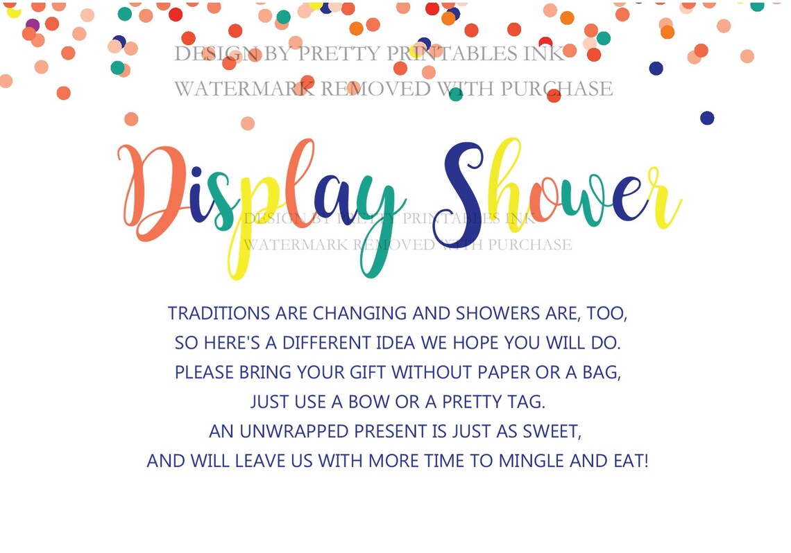 Instant Download Display Shower Insert Display Shower Card | Etsy