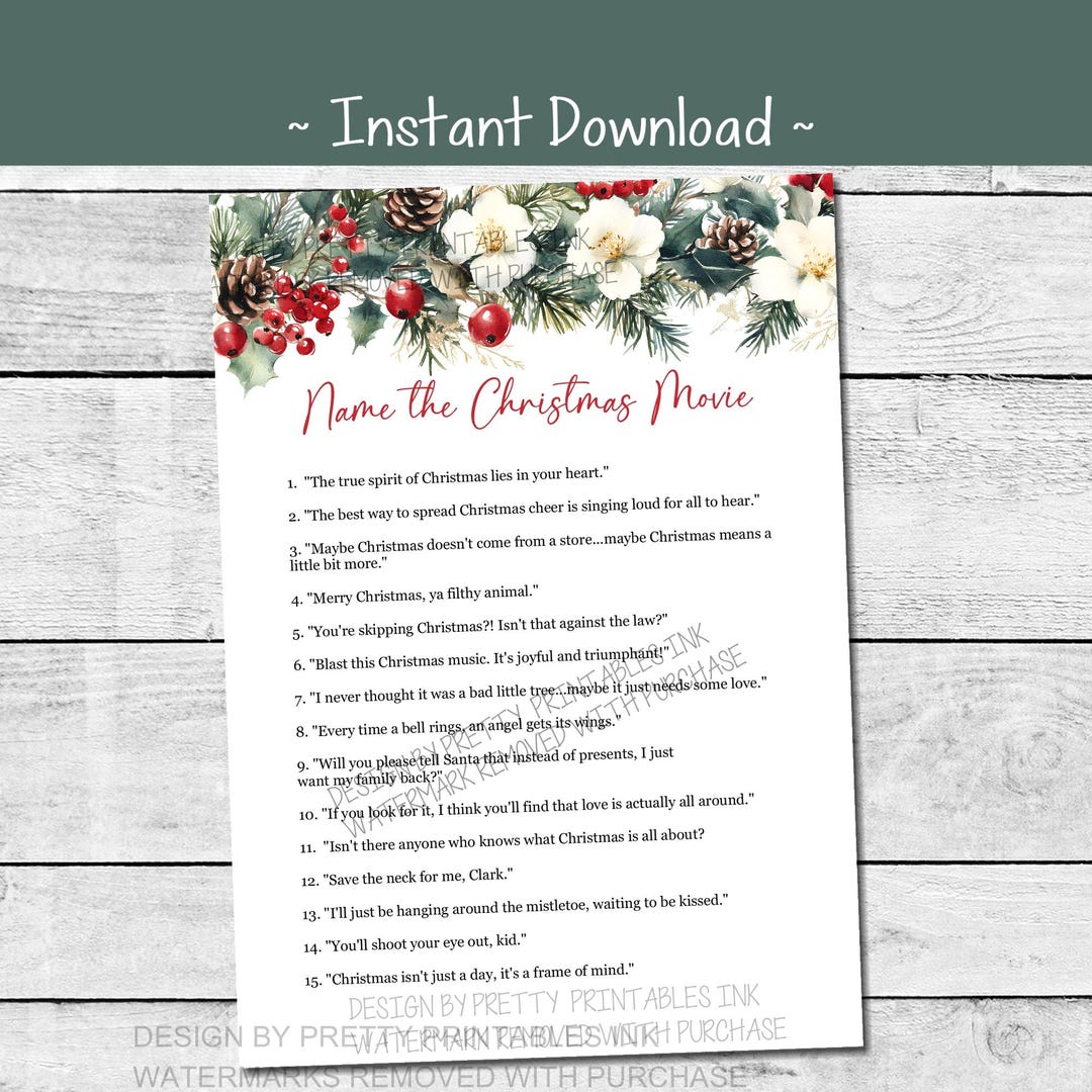 Christmas Movie Game Printable | Christmas Movie Quote Game | Holiday ...