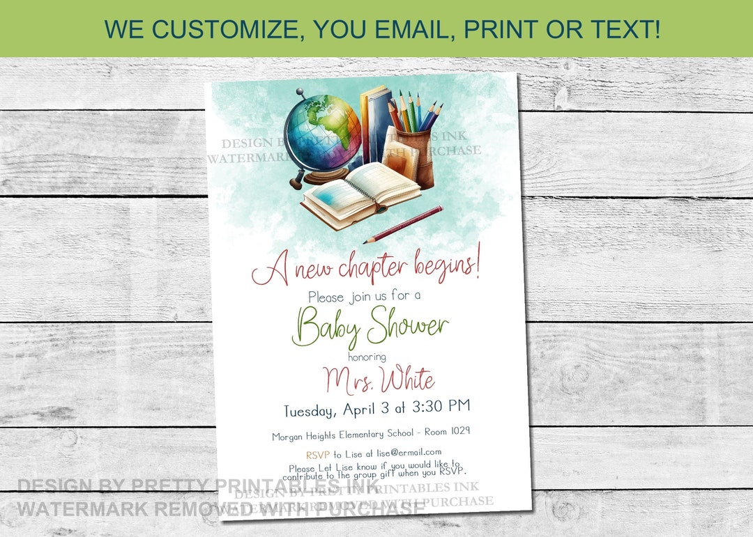Teacher Baby Shower Invitation Printable, Classroom Baby Shower ...