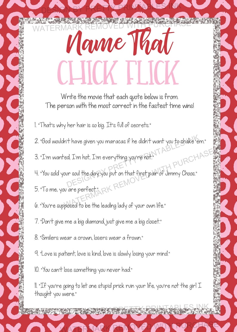 Name That Chick Flick Game: Girls Night In, Rom Com (digital Download ...