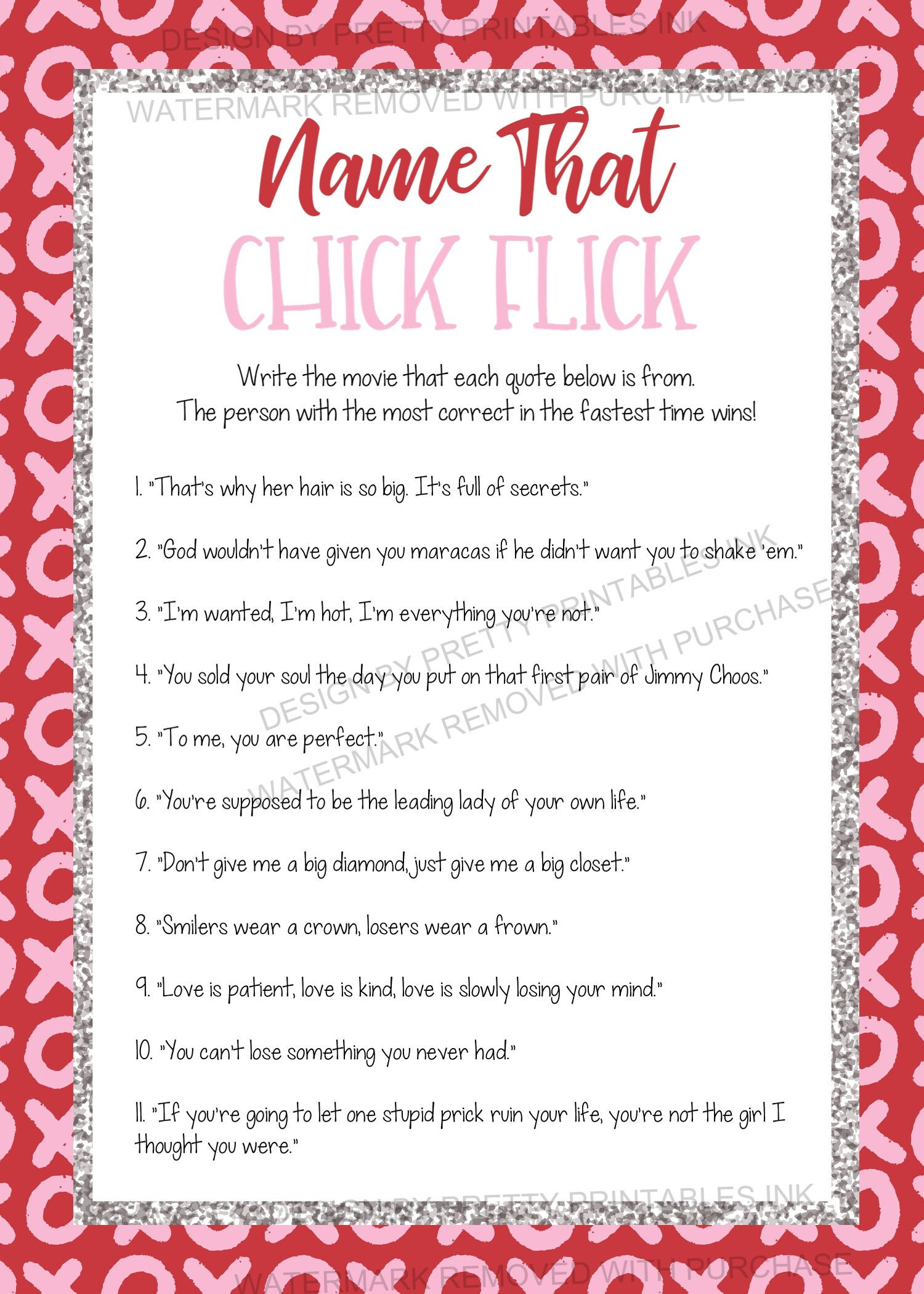 Name That Chick Flick Game: Girls Night In, Rom Com (digital Download ...