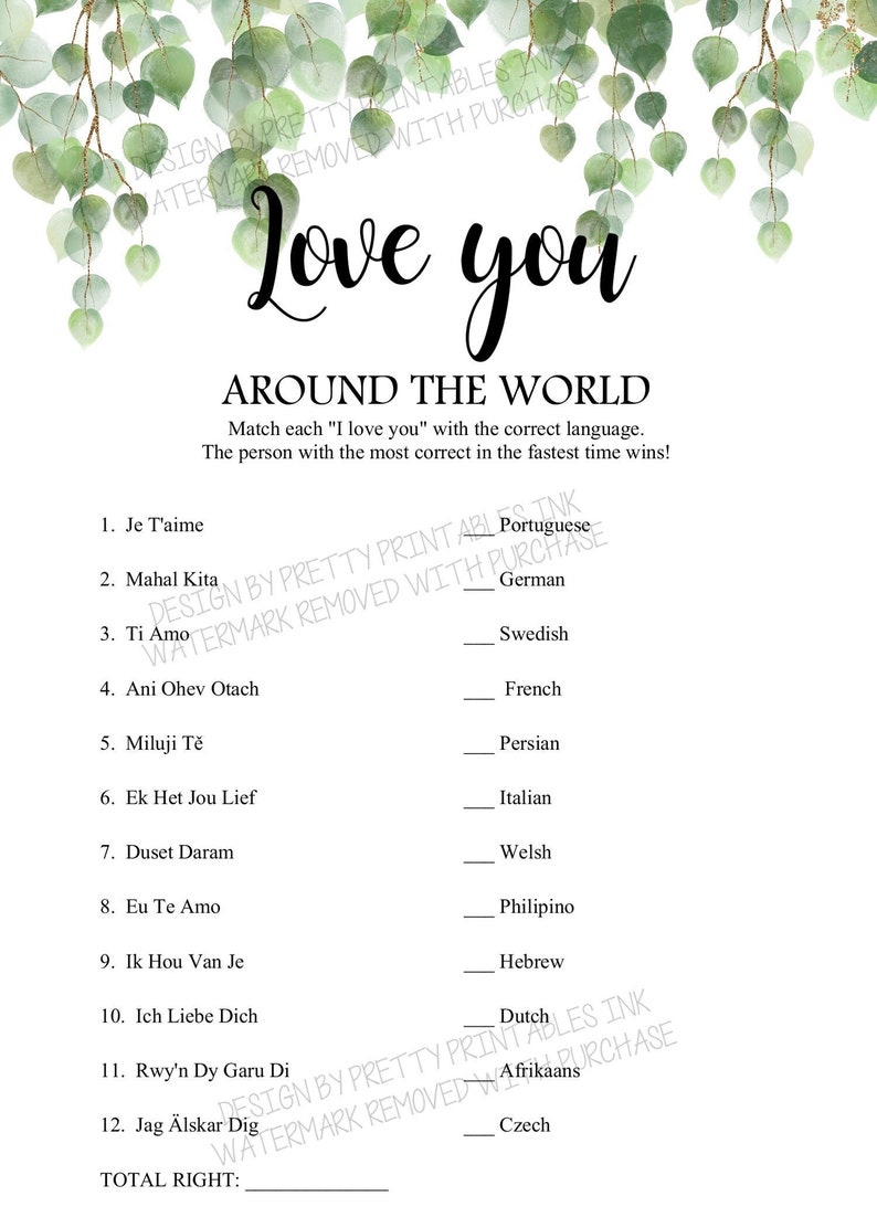 Printable Travel Themed Bridal Shower Game Love Around the - Etsy