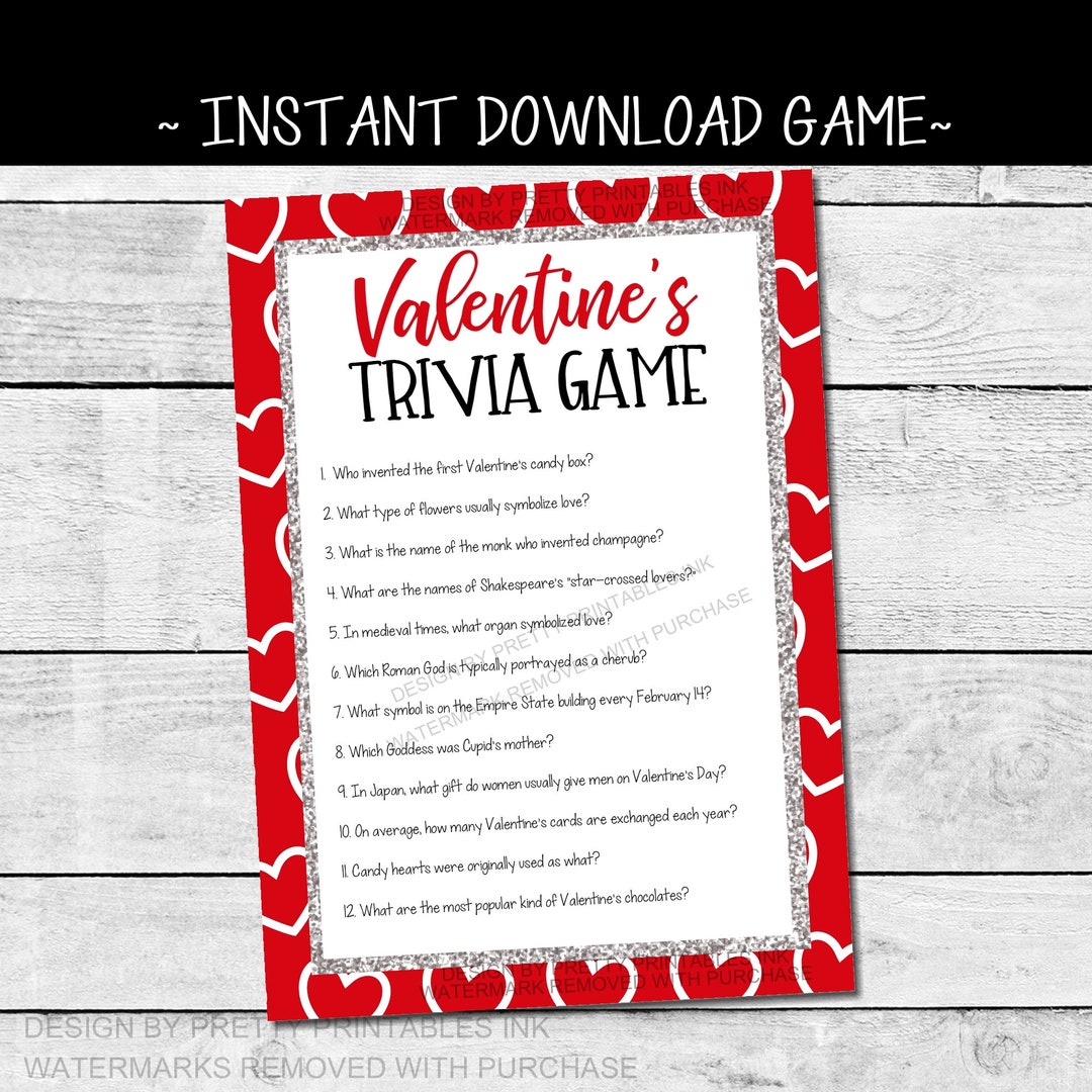 Valentine's Trivia Game Printable, Valentines Day Game, Galentine's ...