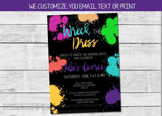 Divorce party invitation, breakup party invitation, wreck the dress ...