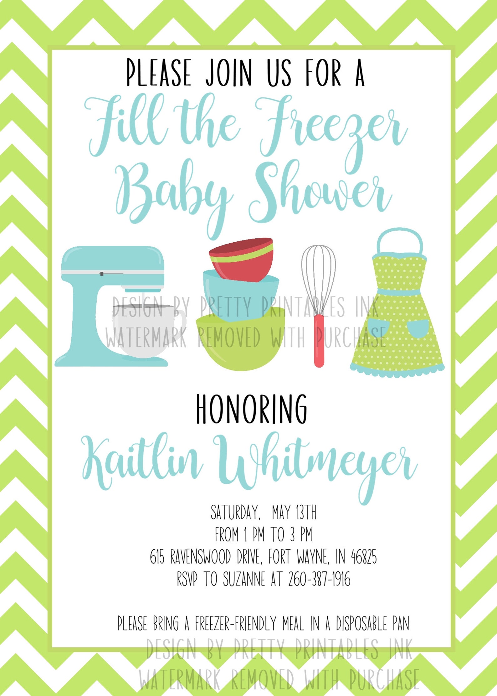 Fill the Freezer Baby Shower Invitation Printable (PDF) - Etsy
