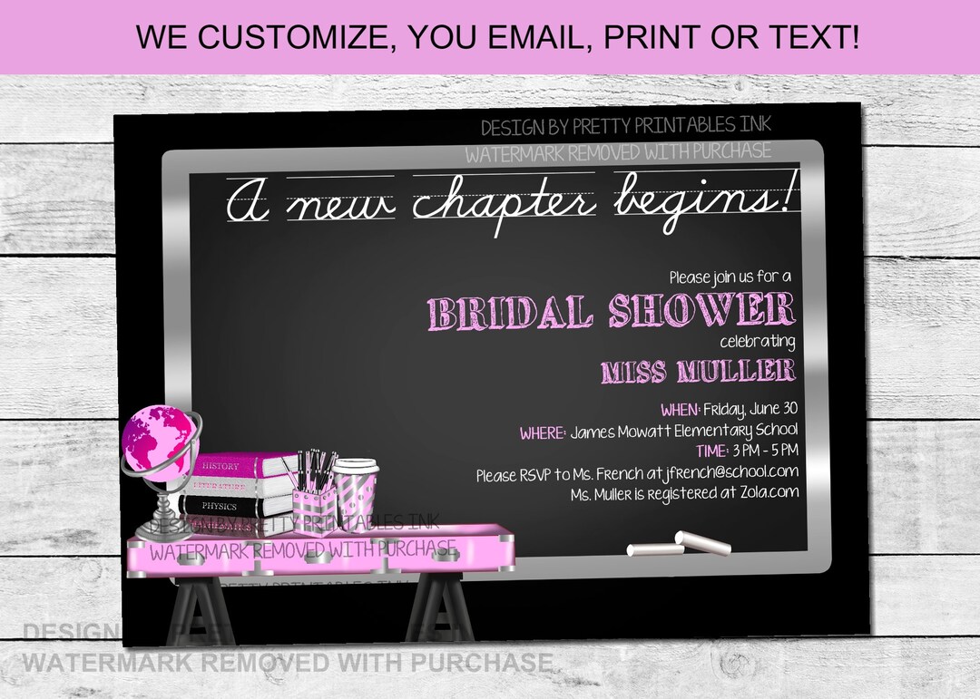 Teacher Bridal Shower Invitation: Classroom Apple Design (PDF & JPEG ...
