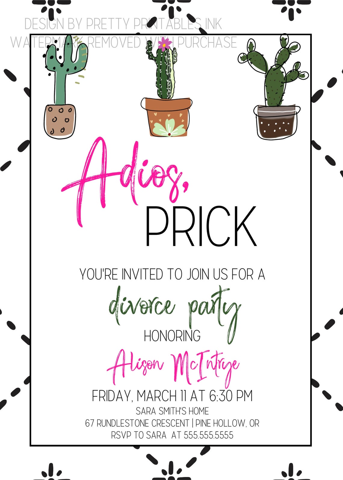 Adios Prick Divorce Party Invitation Breakup Party - Etsy